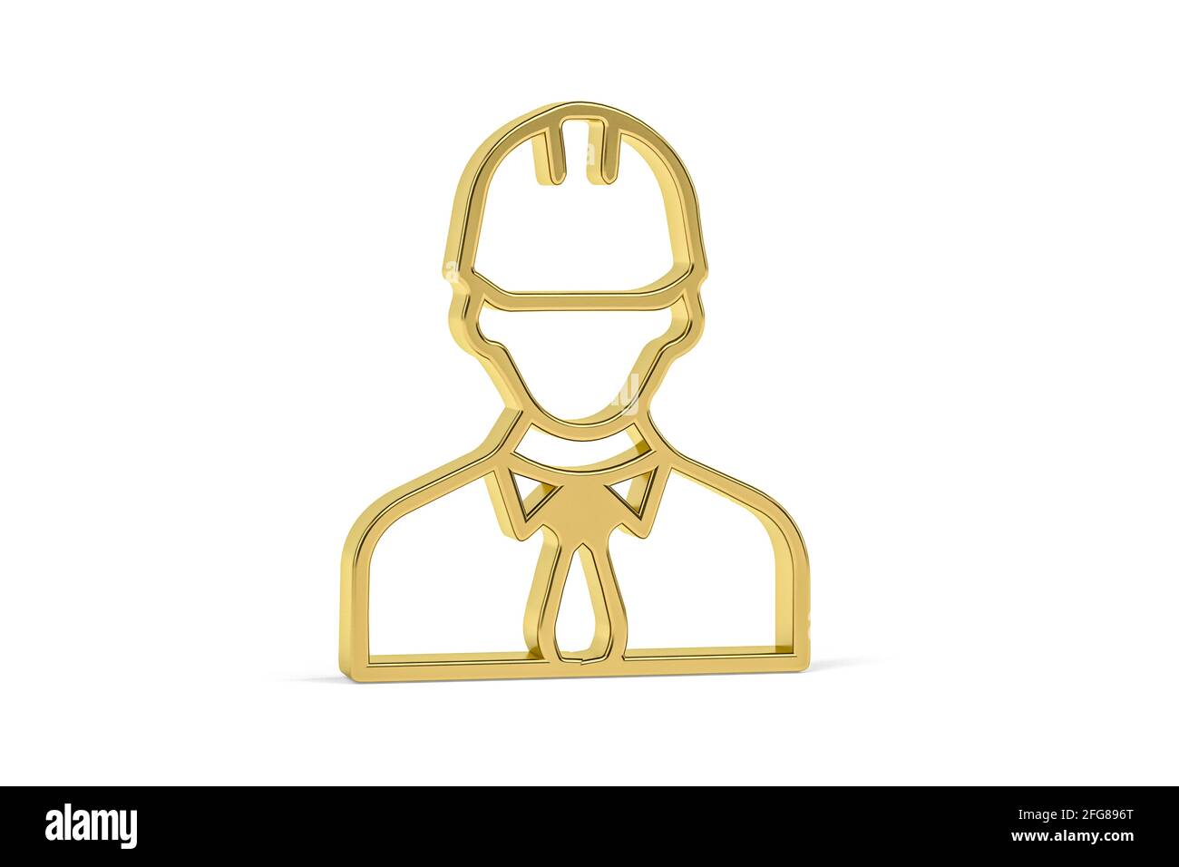 Golden 3d builder icon isolated on white background - 3d render Stock ...