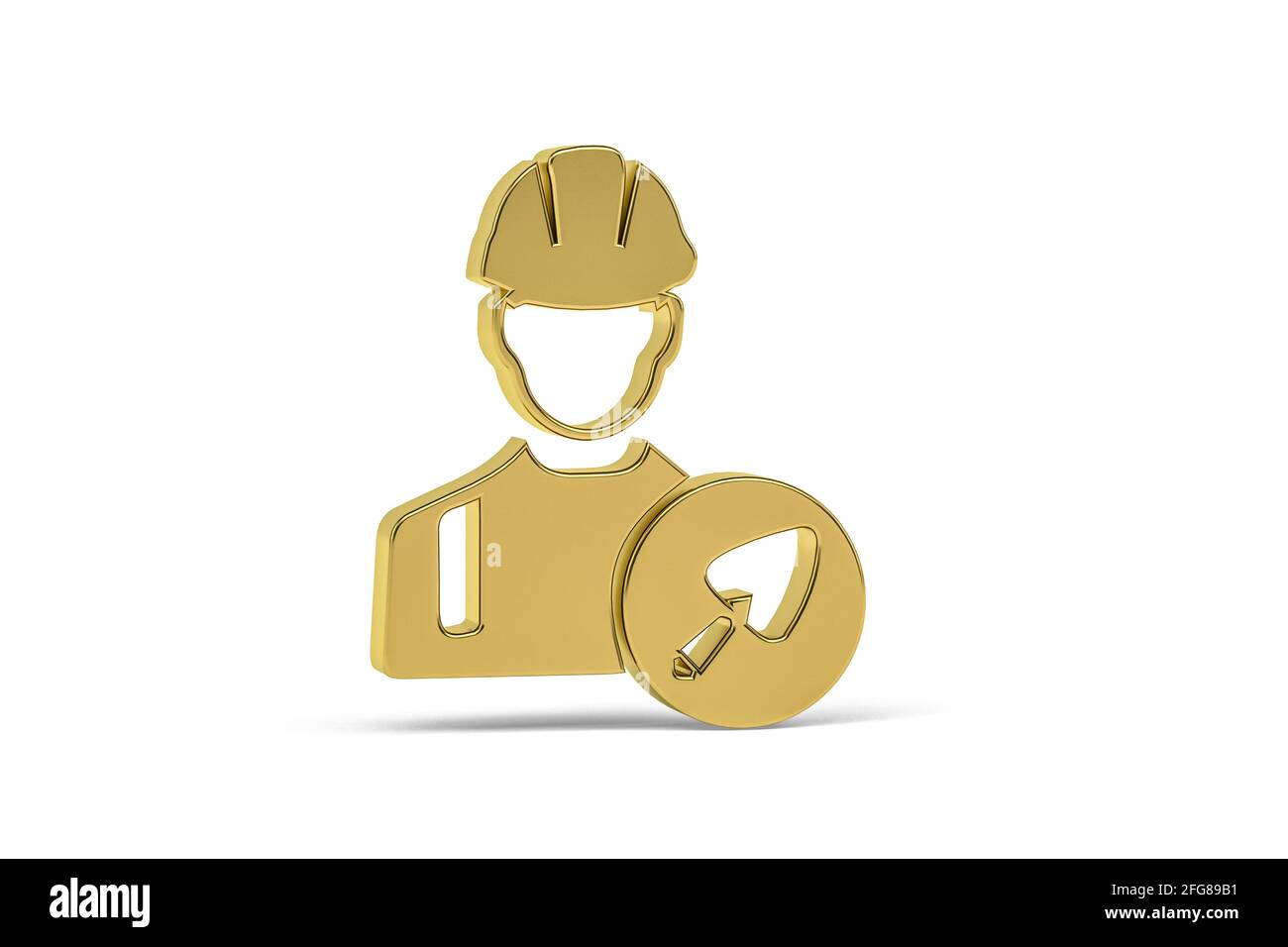 Golden 3d builder icon isolated on white background - 3d render Stock ...