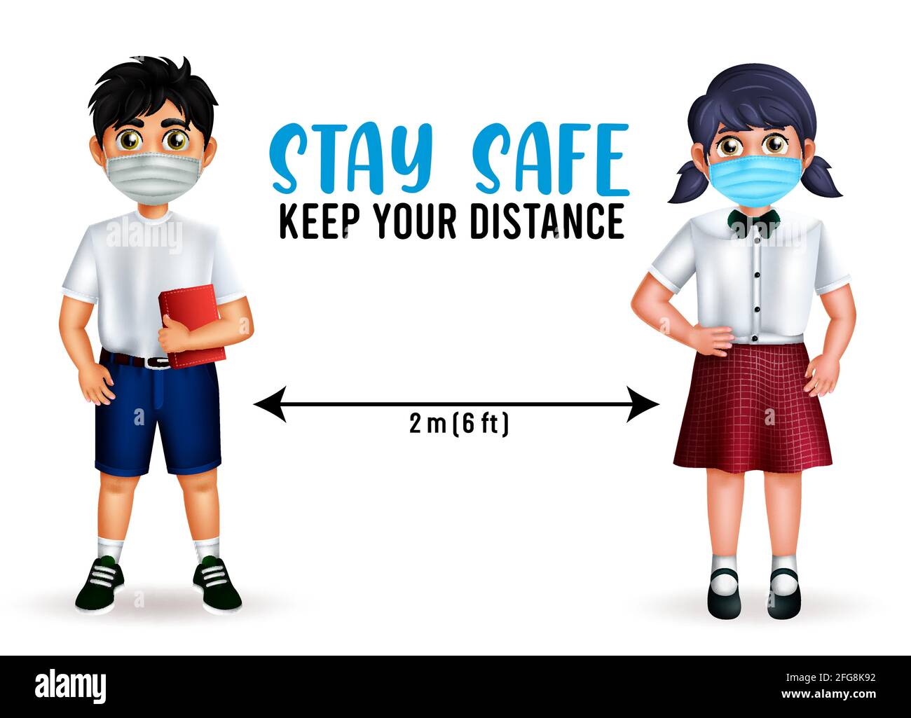 Social distancing kids Stock Vector Images - Alamy