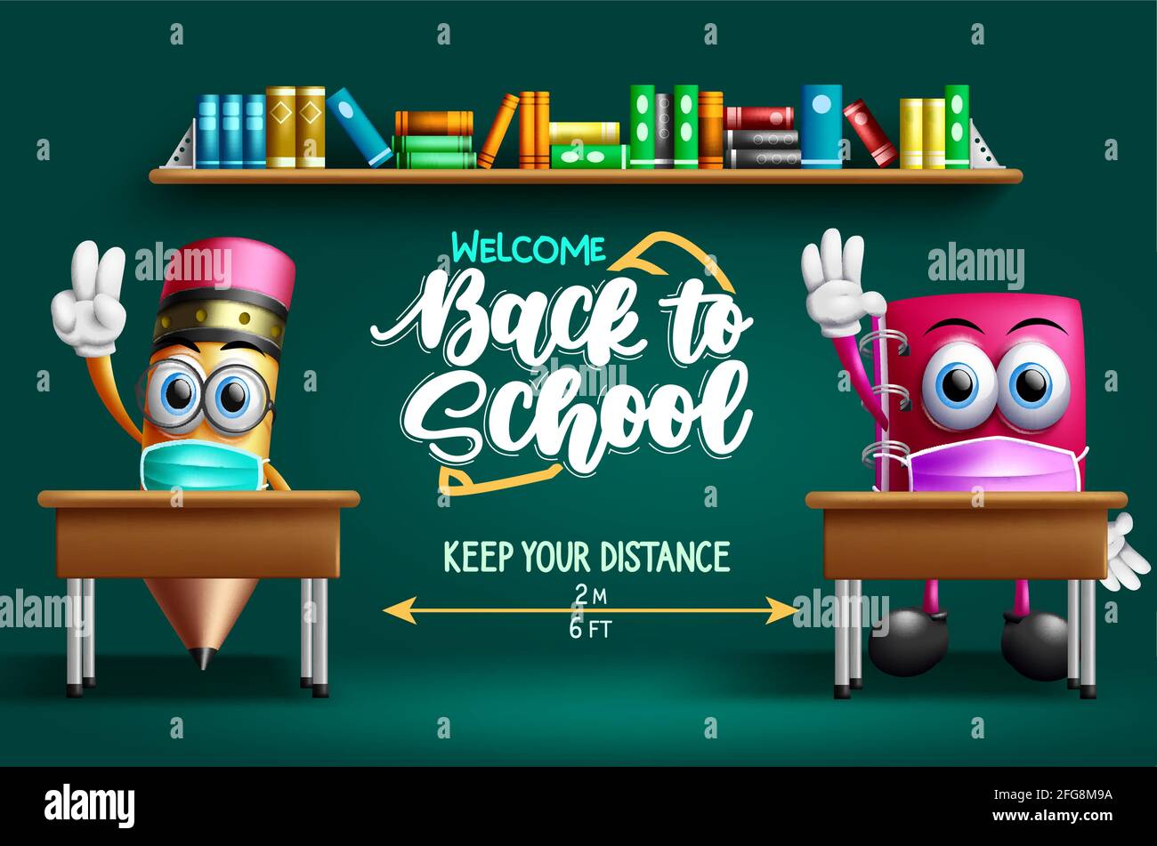 Back to school character vector design. Welcome back to school text ...
