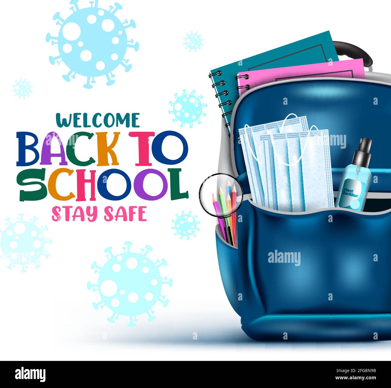 Back to school vector banner design. Welcome back to school stay safe ...