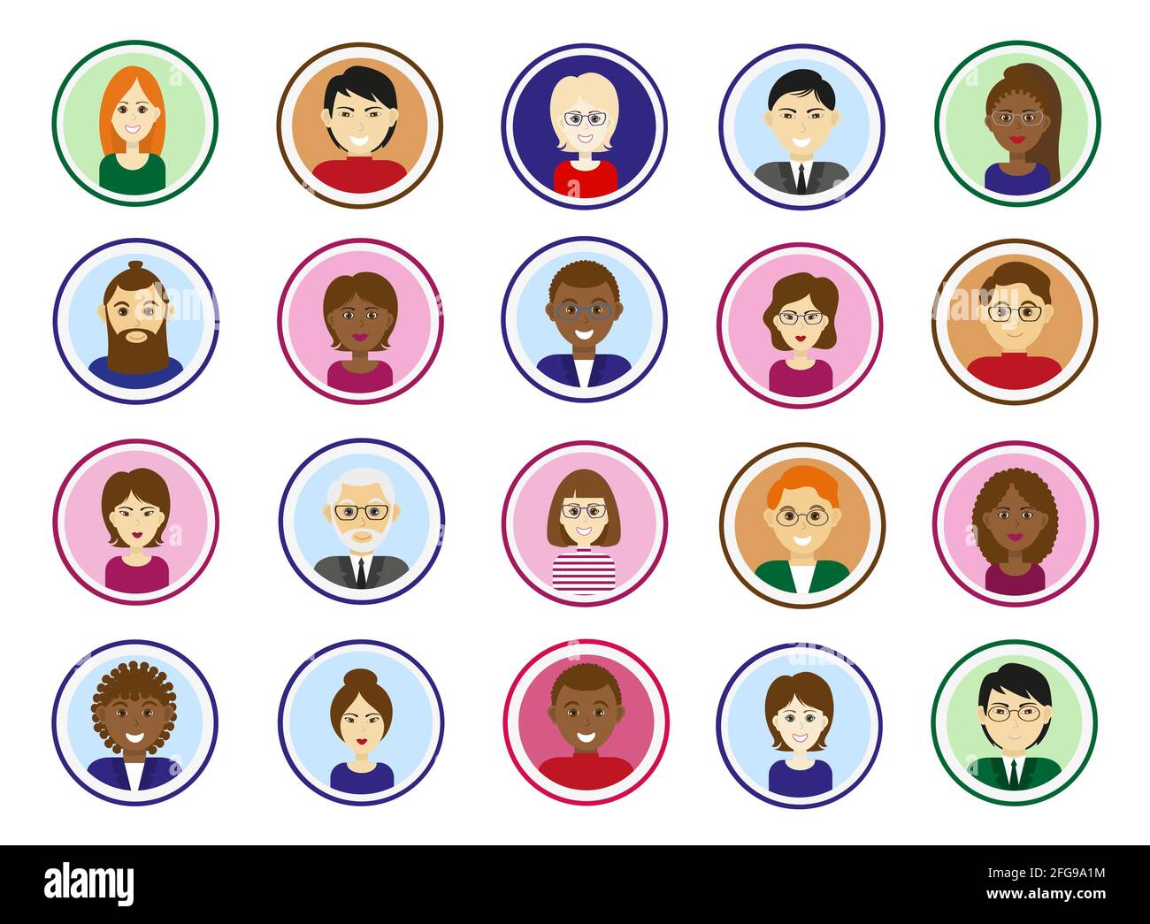 Different races faces on colorful backgrounds Stock Vector Image & Art ...