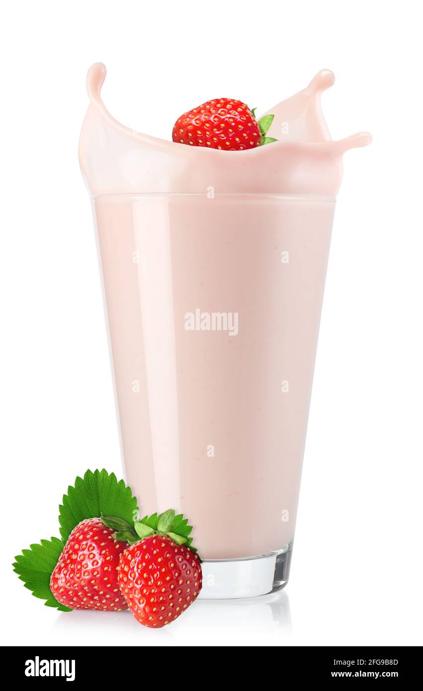Glass of strawberry milkshake hi-res stock photography and images - Alamy