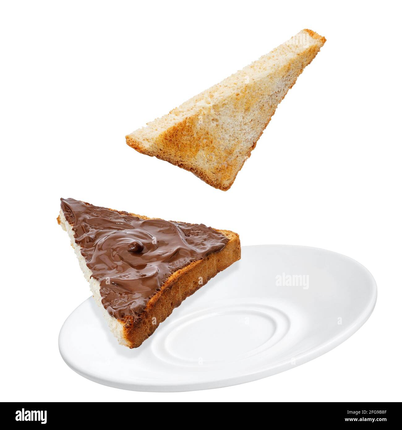flying bread with chocolate cream isolated on white Stock Photo - Alamy