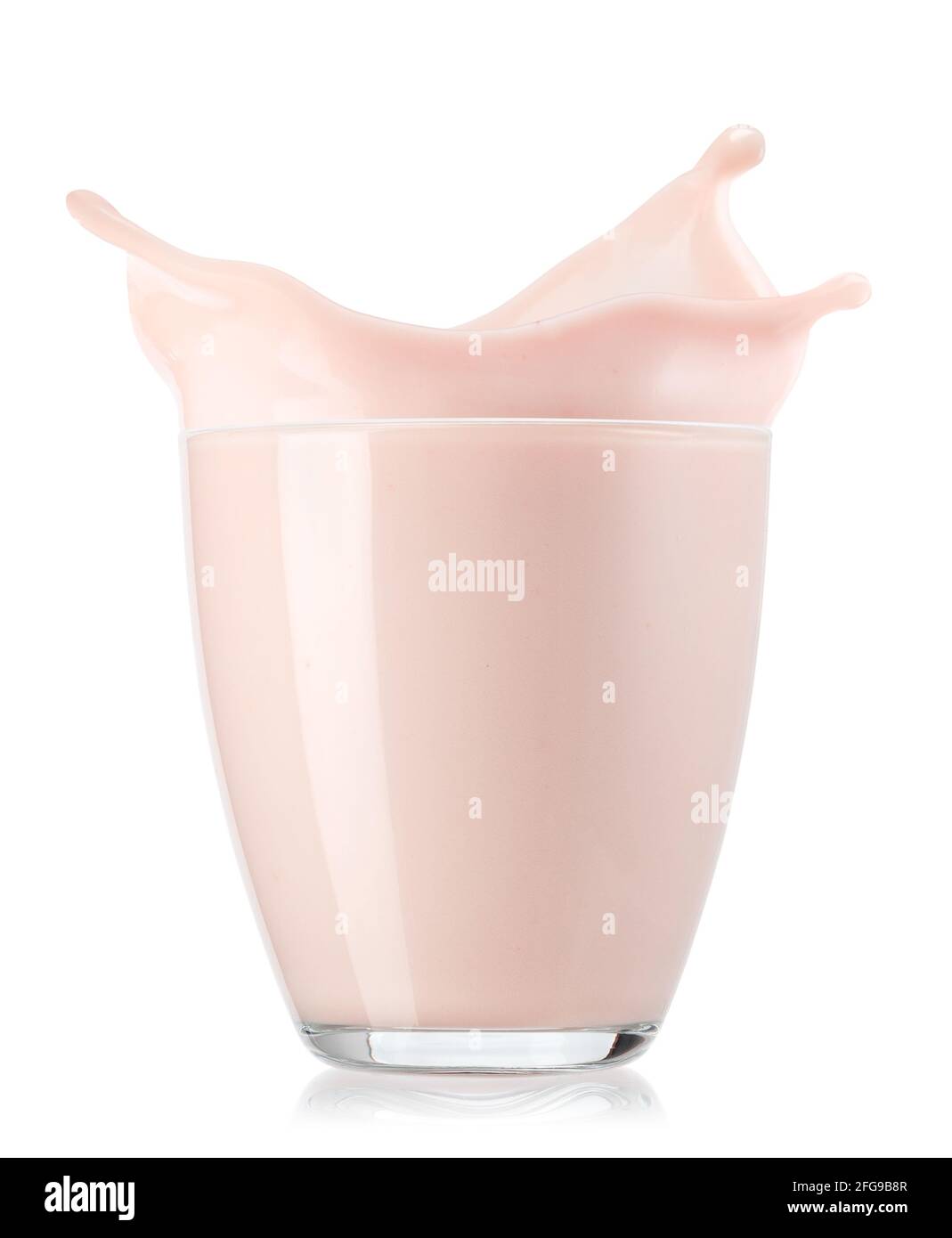 small glass of strawberry yogurt with splash Stock Photo - Alamy