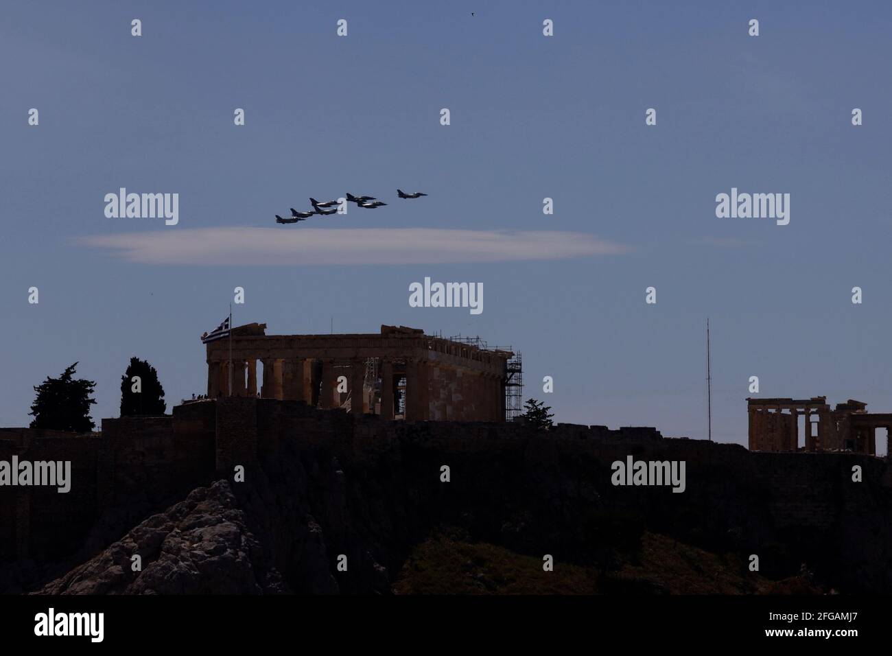 A formation of seven fighter jets from Greece and other countries flew ...