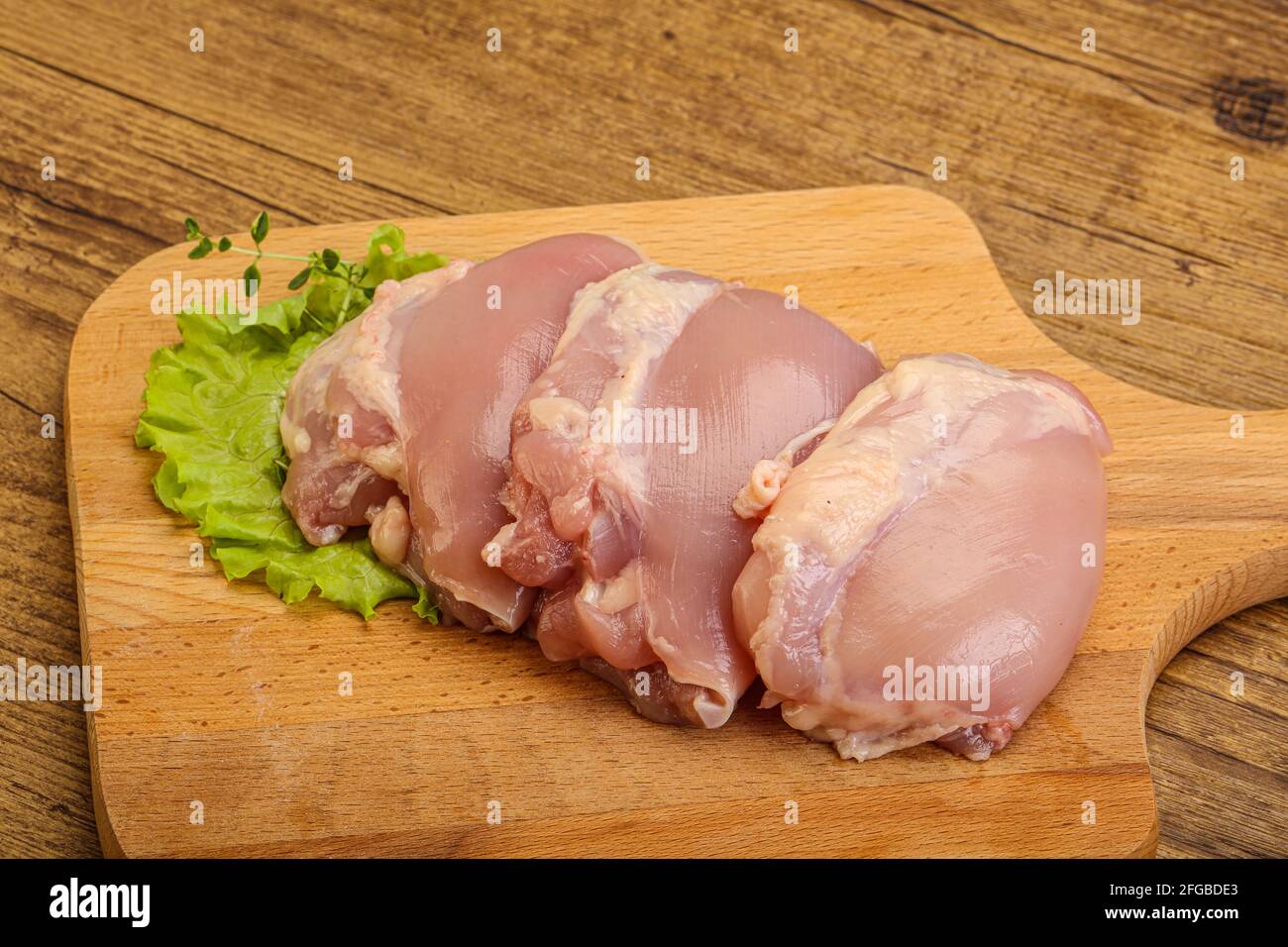 Raw chicken boneless and skinless leg for cooking Stock Photo - Alamy