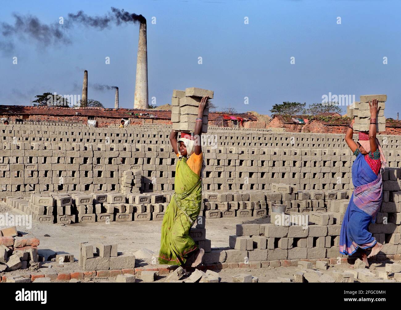 Brick factory where the heavy work is mainly done by women, North 24 ...