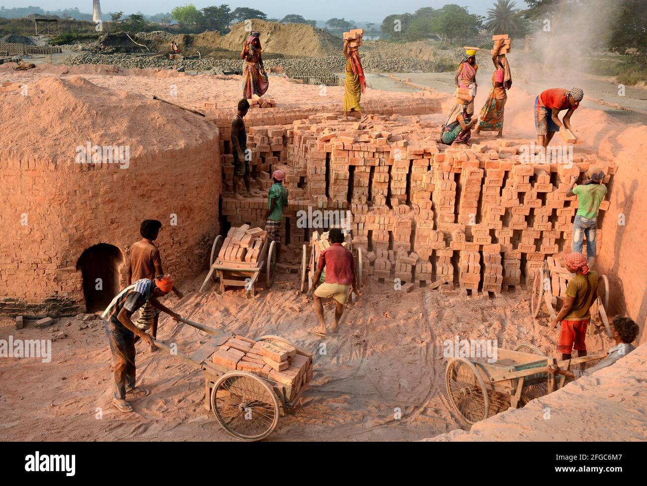 Brick factory where the heavy work is mainly done by women, North 24 ...