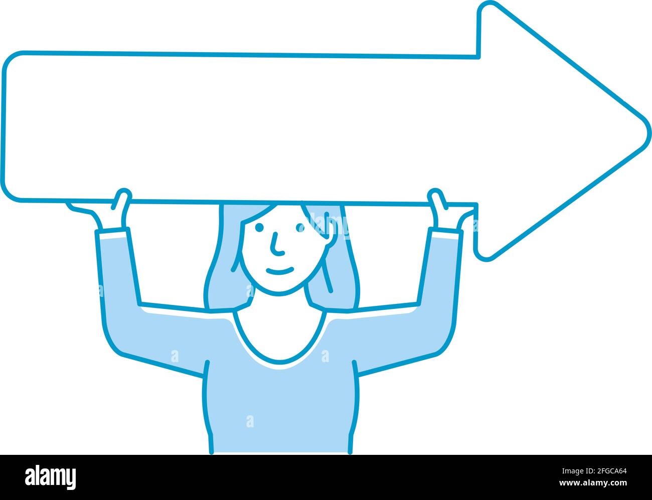 Young woman holding arrow sign vector illustration Stock Vector Image ...