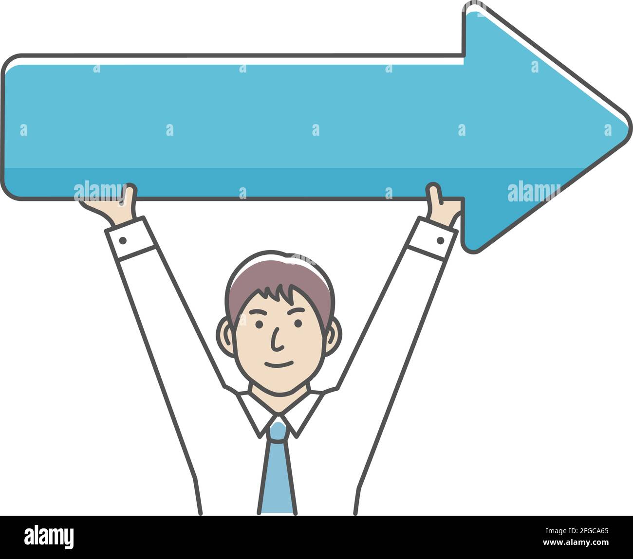 Young businessman holding arrow sign vector illustration Stock Vector ...