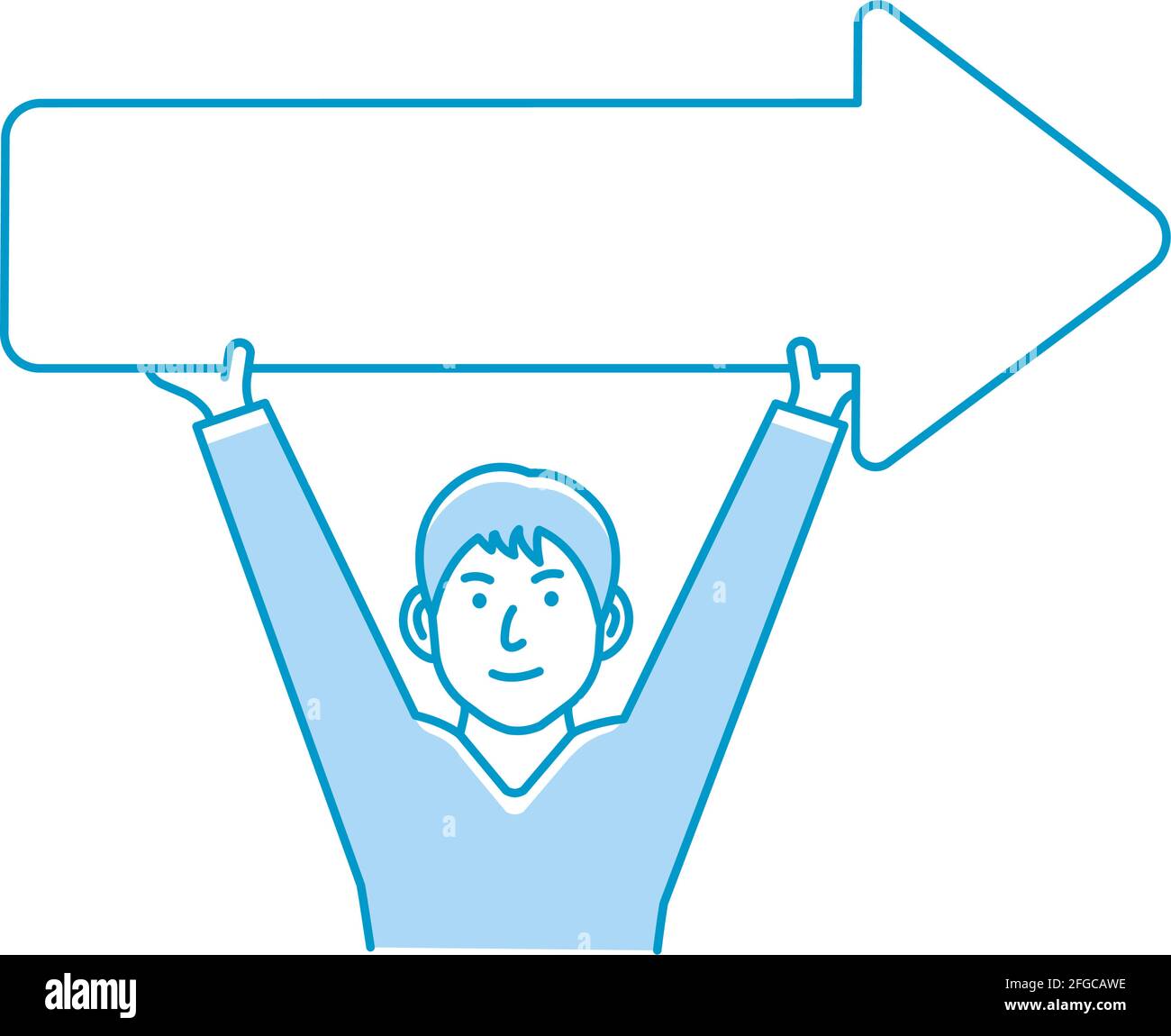 Young man holding arrow sign vector illustration Stock Vector Image ...