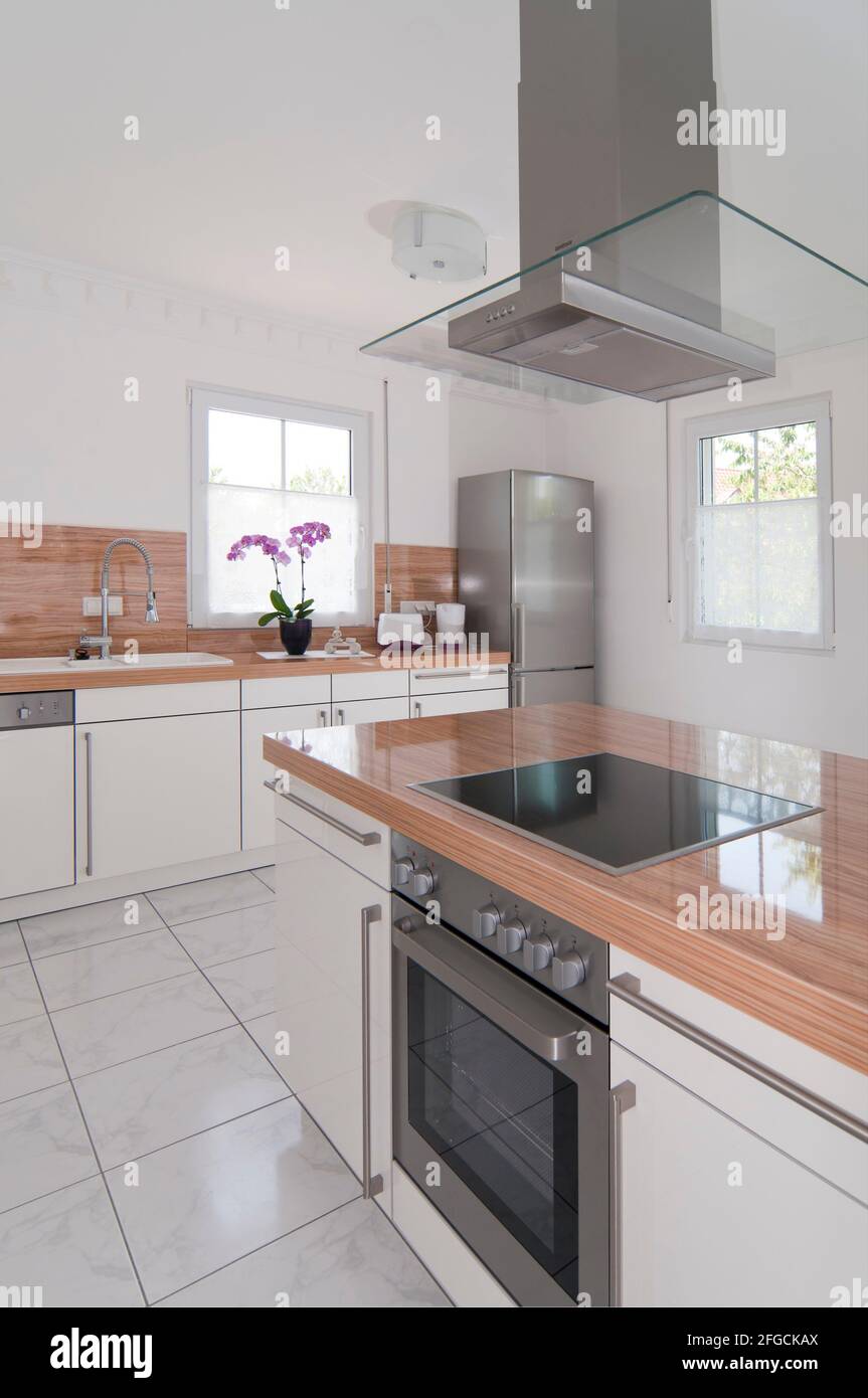 Bright and functional kitchen in a modern apartment Stock Photo - Alamy