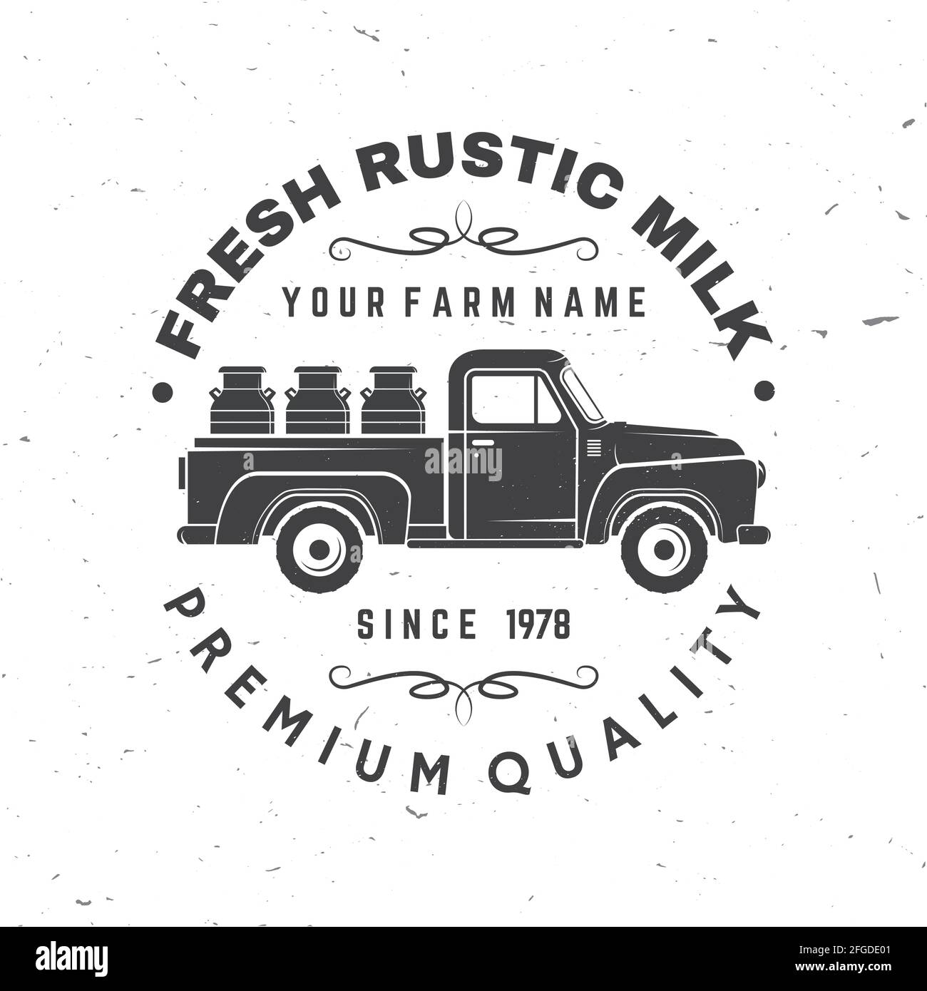 Fresh rustic milk badge, logo. Vector. Typography design with cow ...