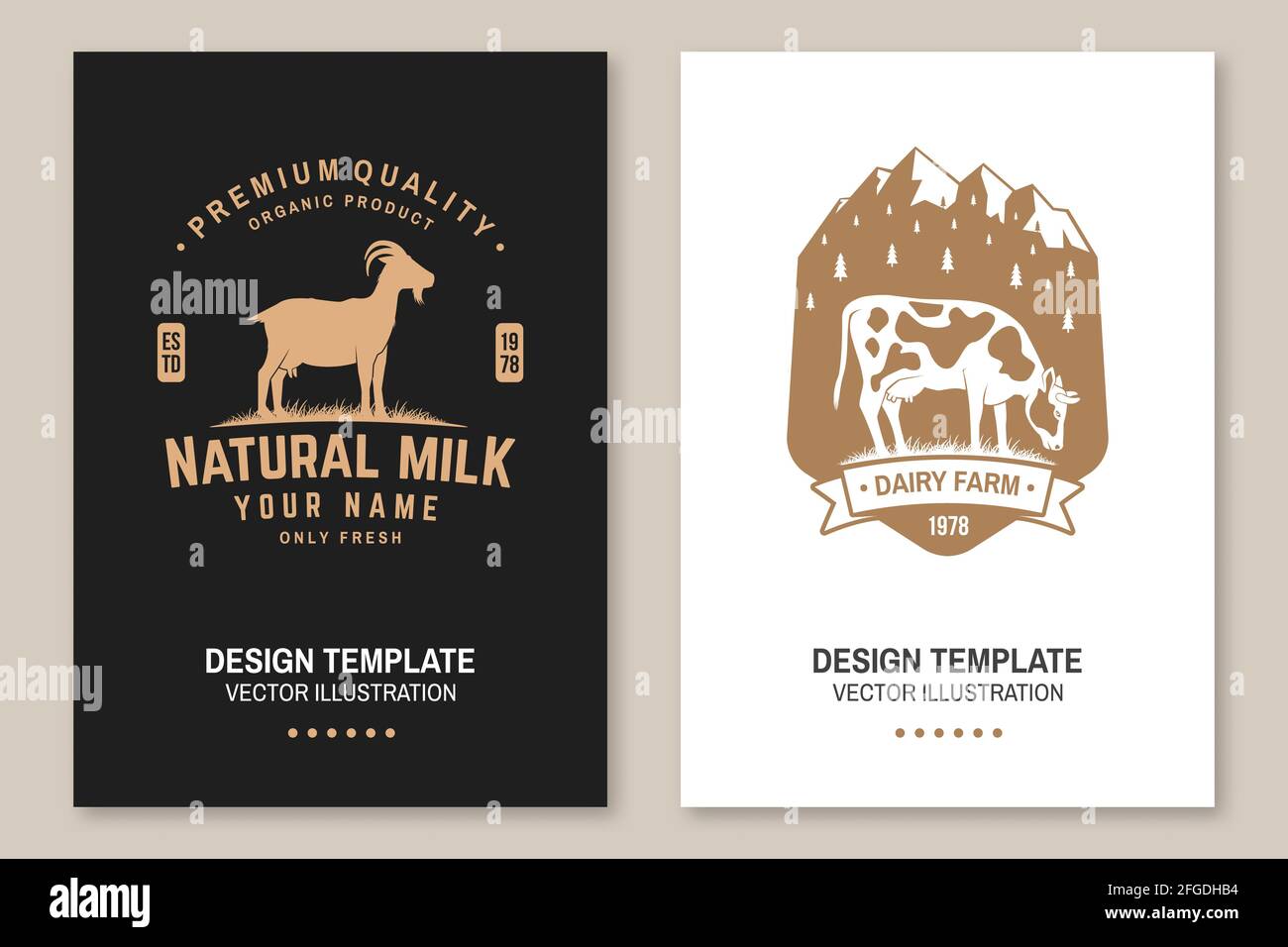 Dairy farm. Only fresh milk. Vector. Flyer, brochure, banner, poster ...