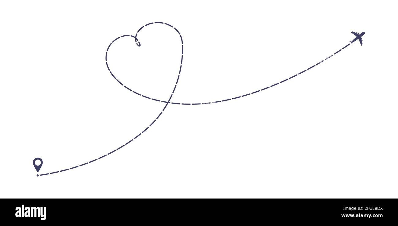 Airplane dashed line path flat style design vector illustration ...