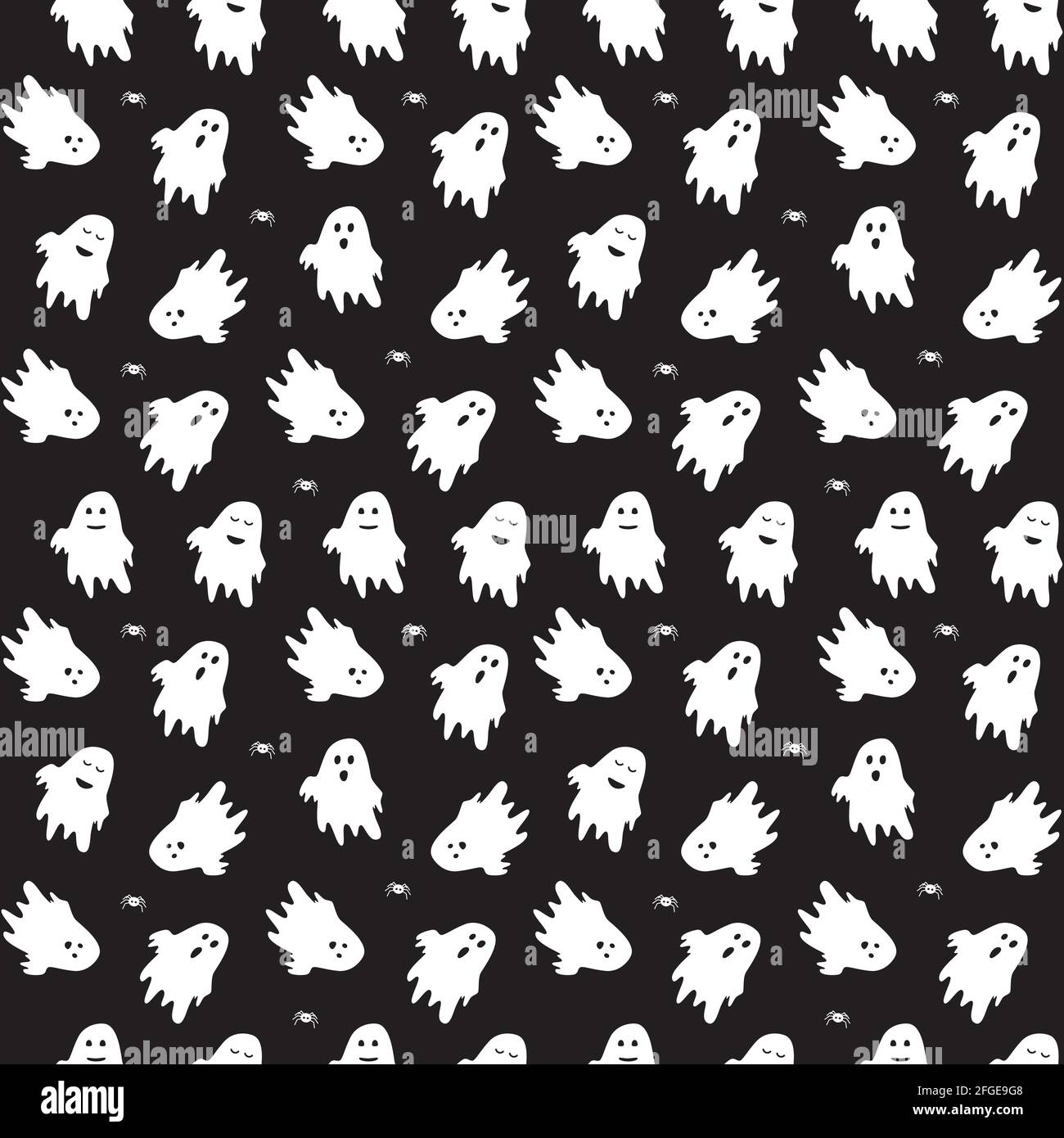 Cute ghost boo holiday character seamless pattern flat style design ...