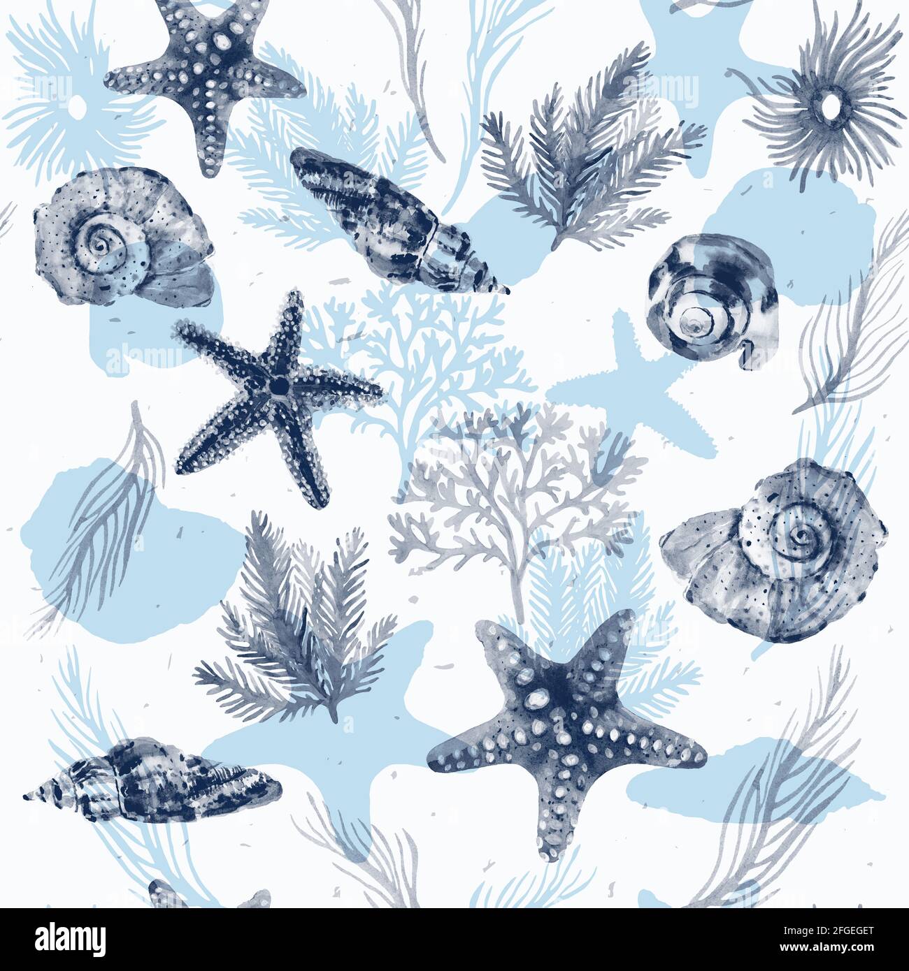 Seamless pattern shells summer Cut Out Stock Images & Pictures - Alamy