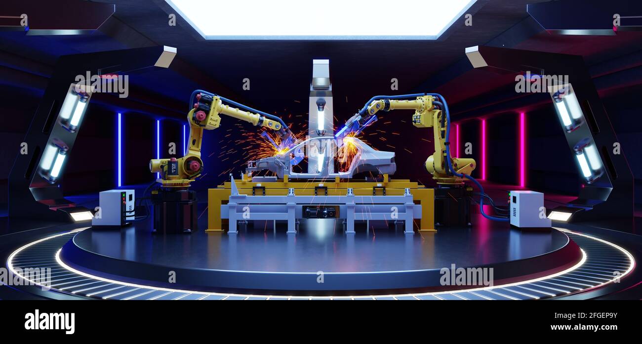 Robotic automotive assembly in sci fi.3D Rendering Stock Photo - Alamy Robotic automotive assembly in sci fi.3D Rendering Stock Photo - Alamy