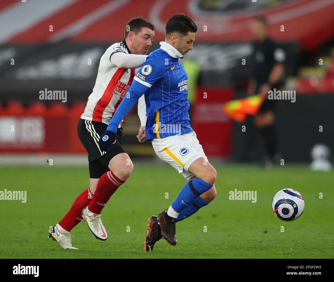 Sheffield, UK. 24th Apr, 2021. John Fleck of Sheffield Utd tackles Adam ...