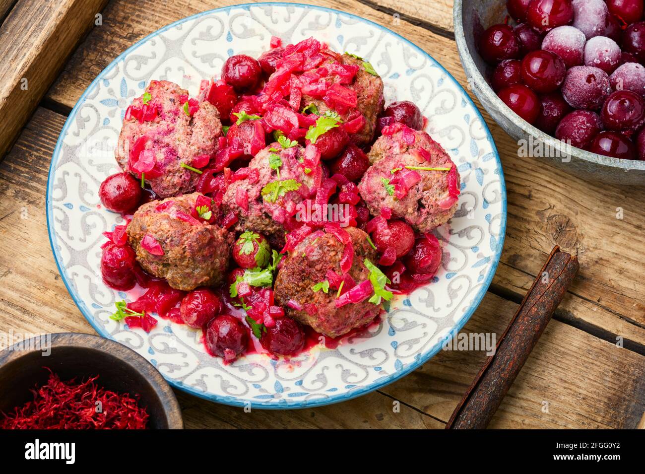 Arabic food lamb kufta spiced with saffron.Appetizing lamb meatballs ...
