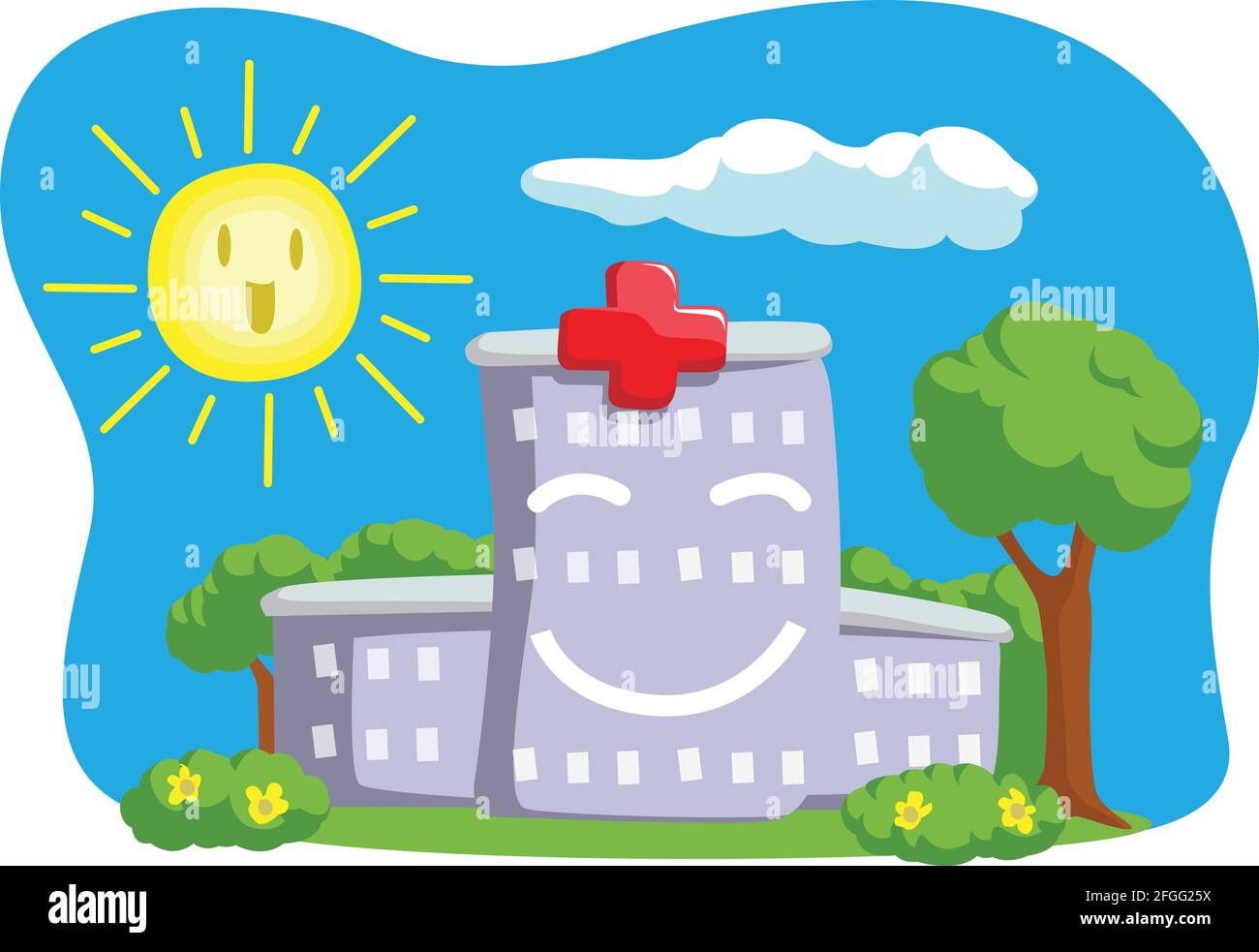 Hospital Building Children Story Cartoon Illustration Drawing Stock ...
