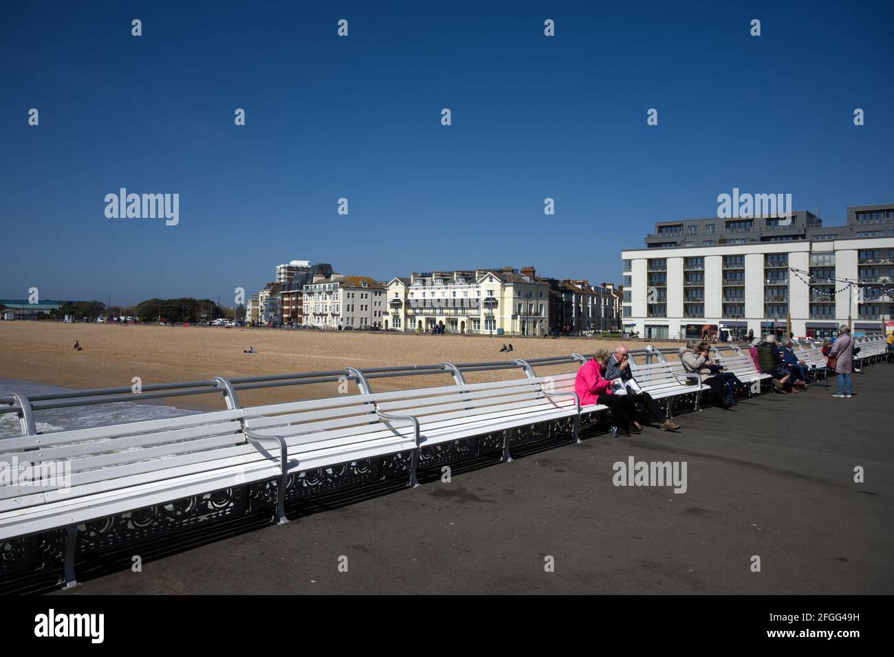 Southsea seafront view of the elegant Victorian period buildings viewed ...
