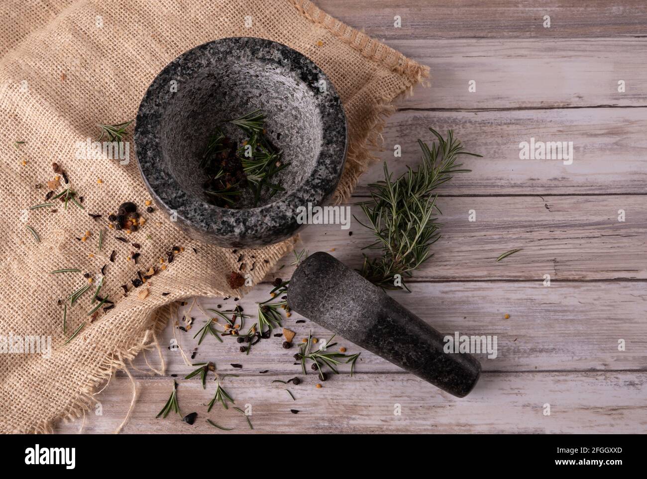 granite mortar for the kitchen Stock Photo - Alamy