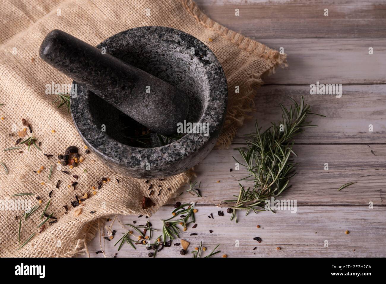 granite mortar for the kitchen Stock Photo - Alamy