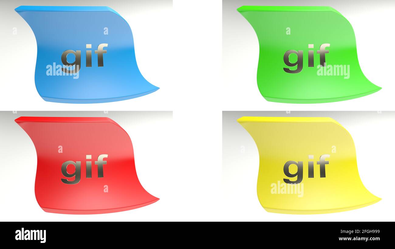 Series of 4 colored icons with the write gif, isolated on white ...