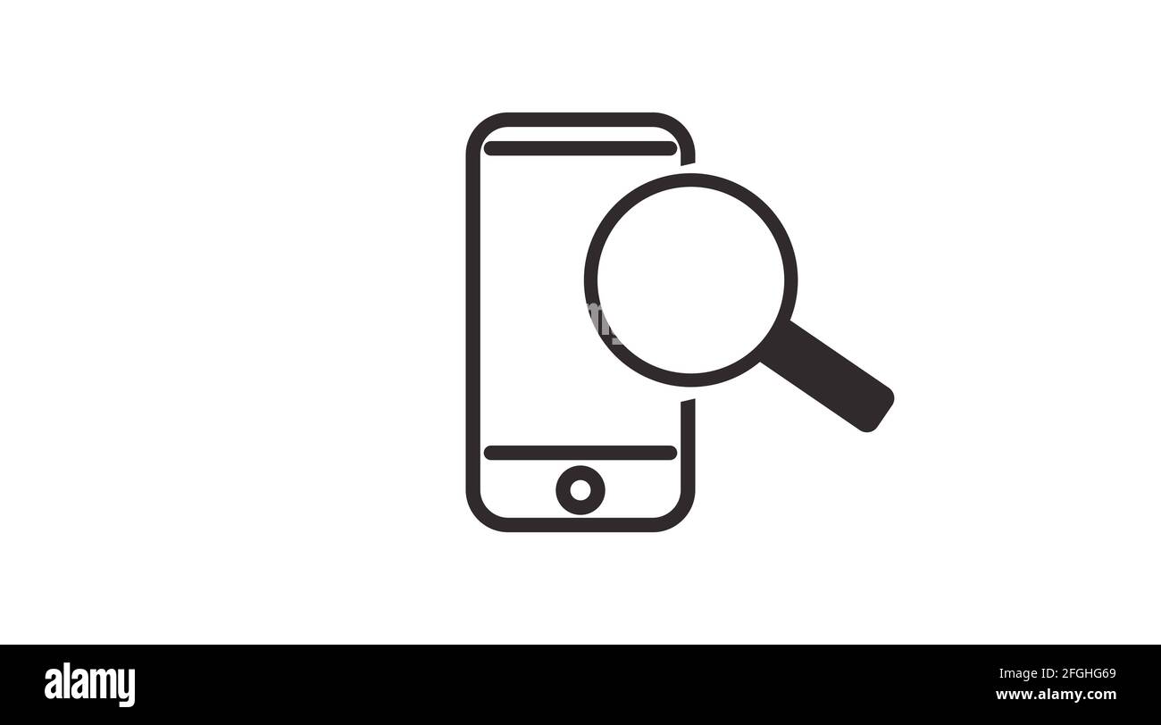 Mobile Phone And Magnifying Icon Vector Isolated Illustration Of A