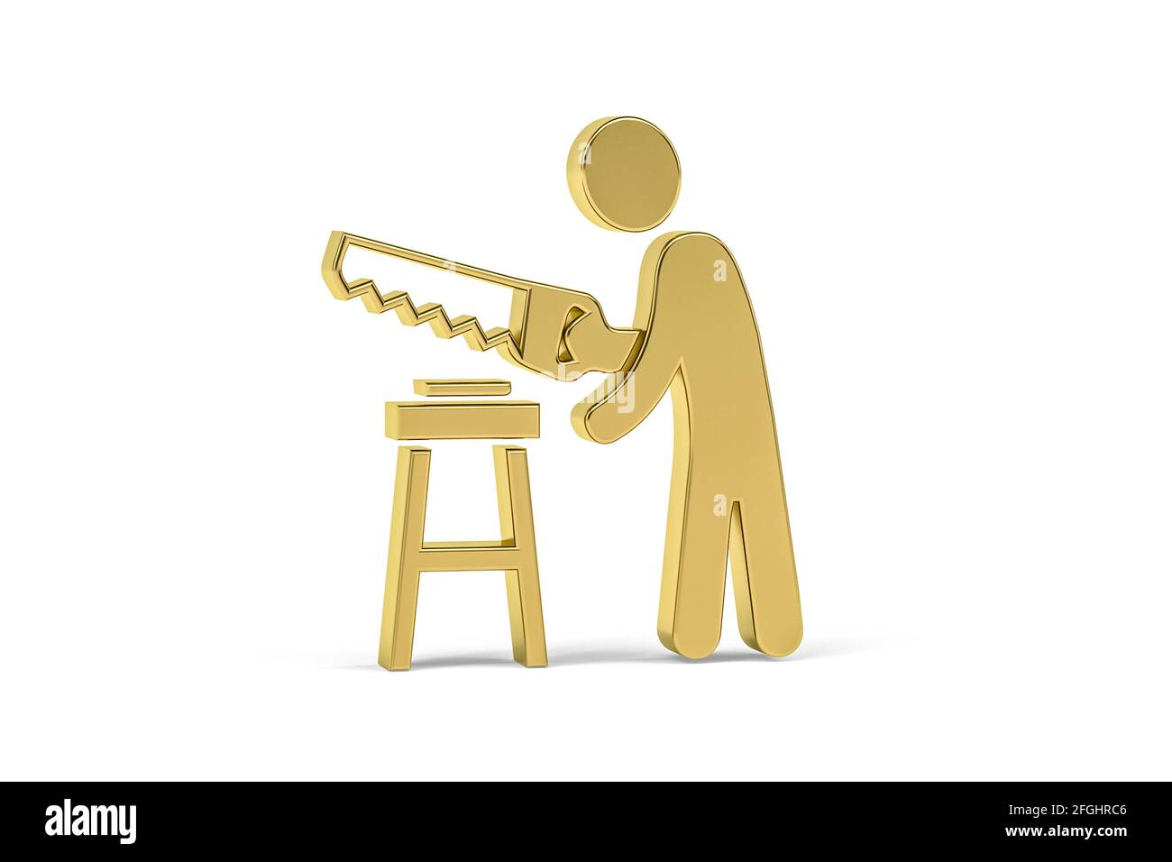 Golden 3d carpentry icon isolated on white background - 3d render Stock ...