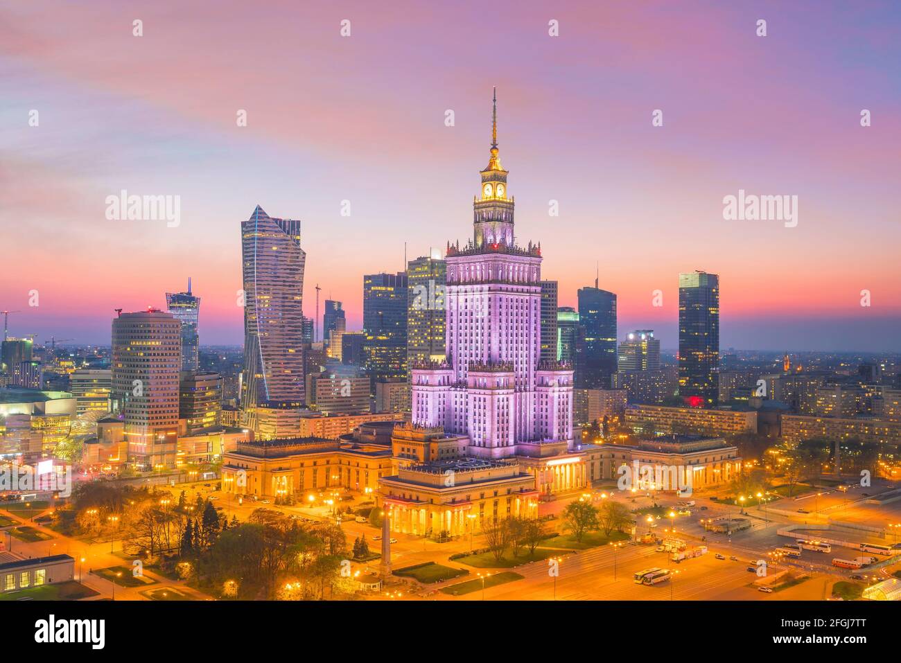 Warsaw poland in twilight aerial hi-res stock photography and images ...