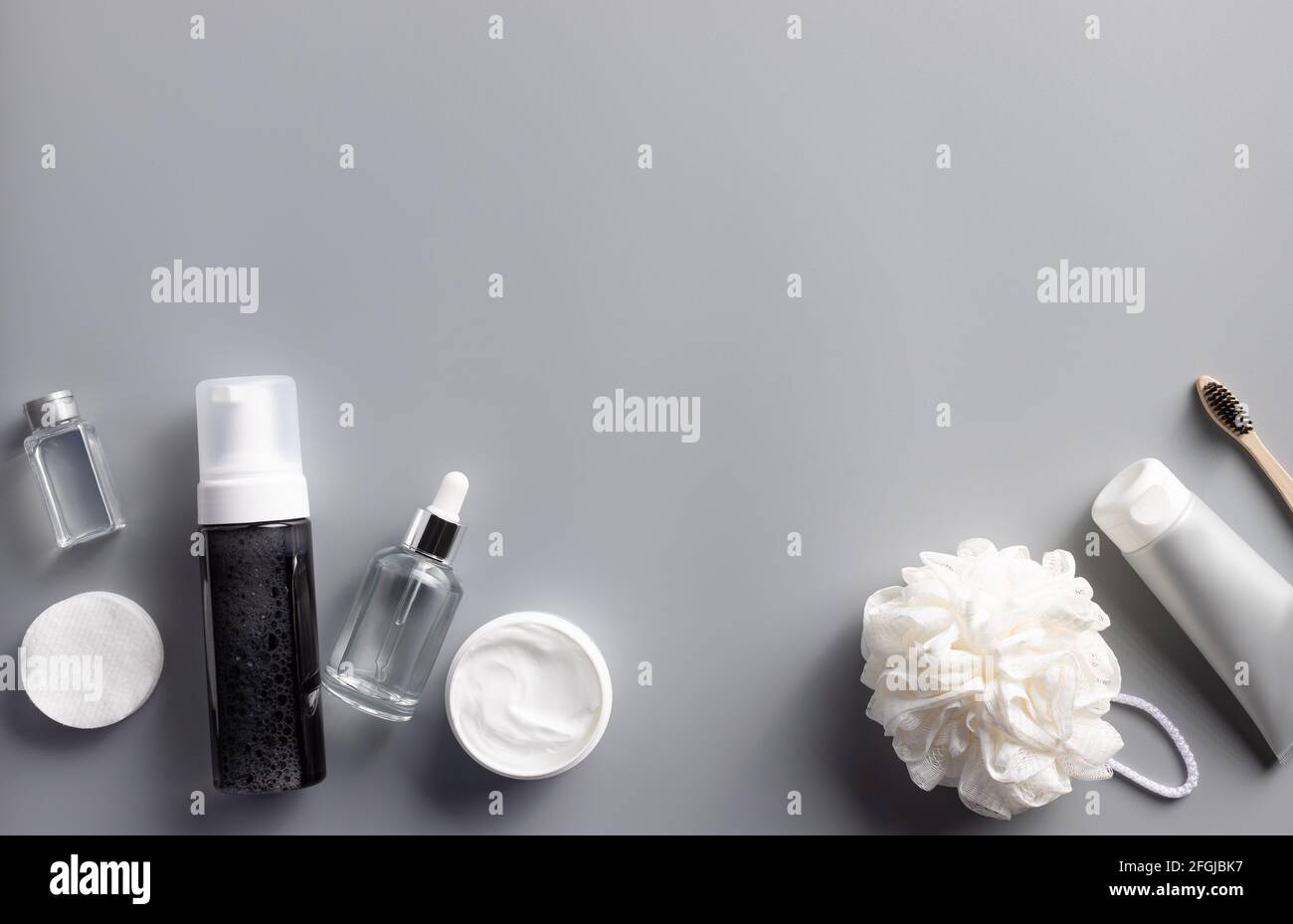 Set of different men's cosmetic products on gray background Stock Photo ...