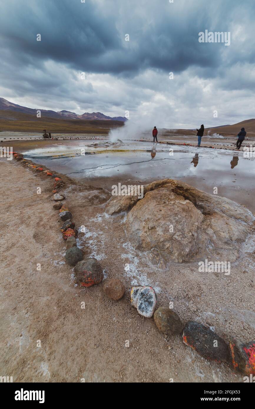 San Pedro de Atacama, Chile - october 14, 2019: people watch amazing El ...