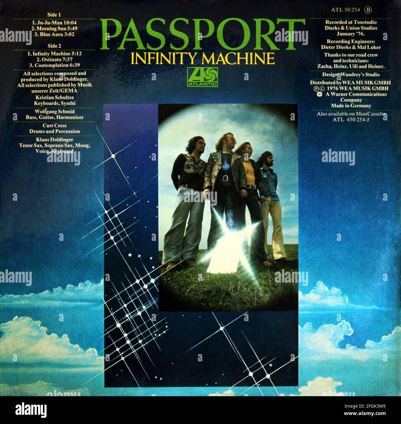 Passport: 1976. LP back cover: Infinity Machine Stock Photo - Alamy