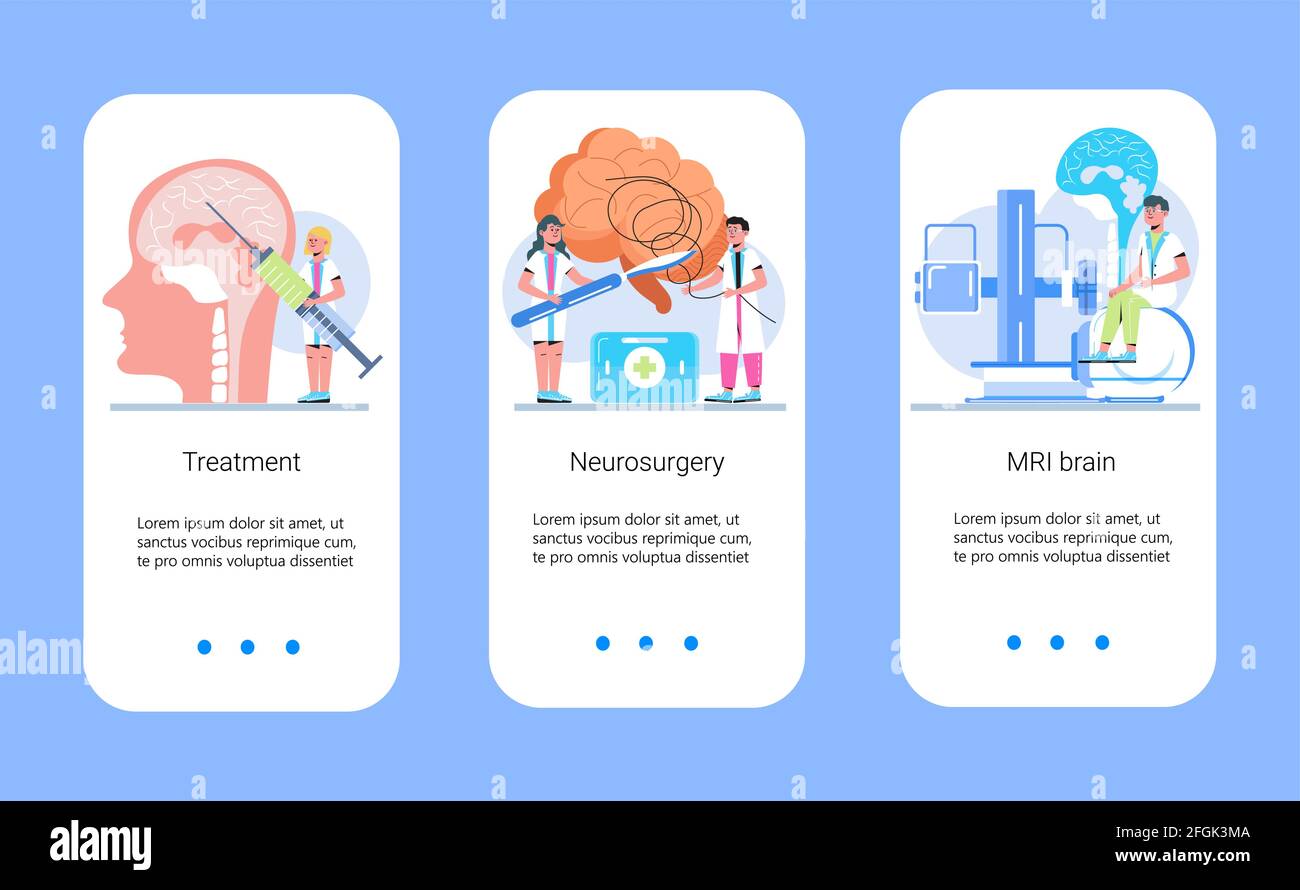 Neurology healthcare, MRI vector concept vector app templates set ...