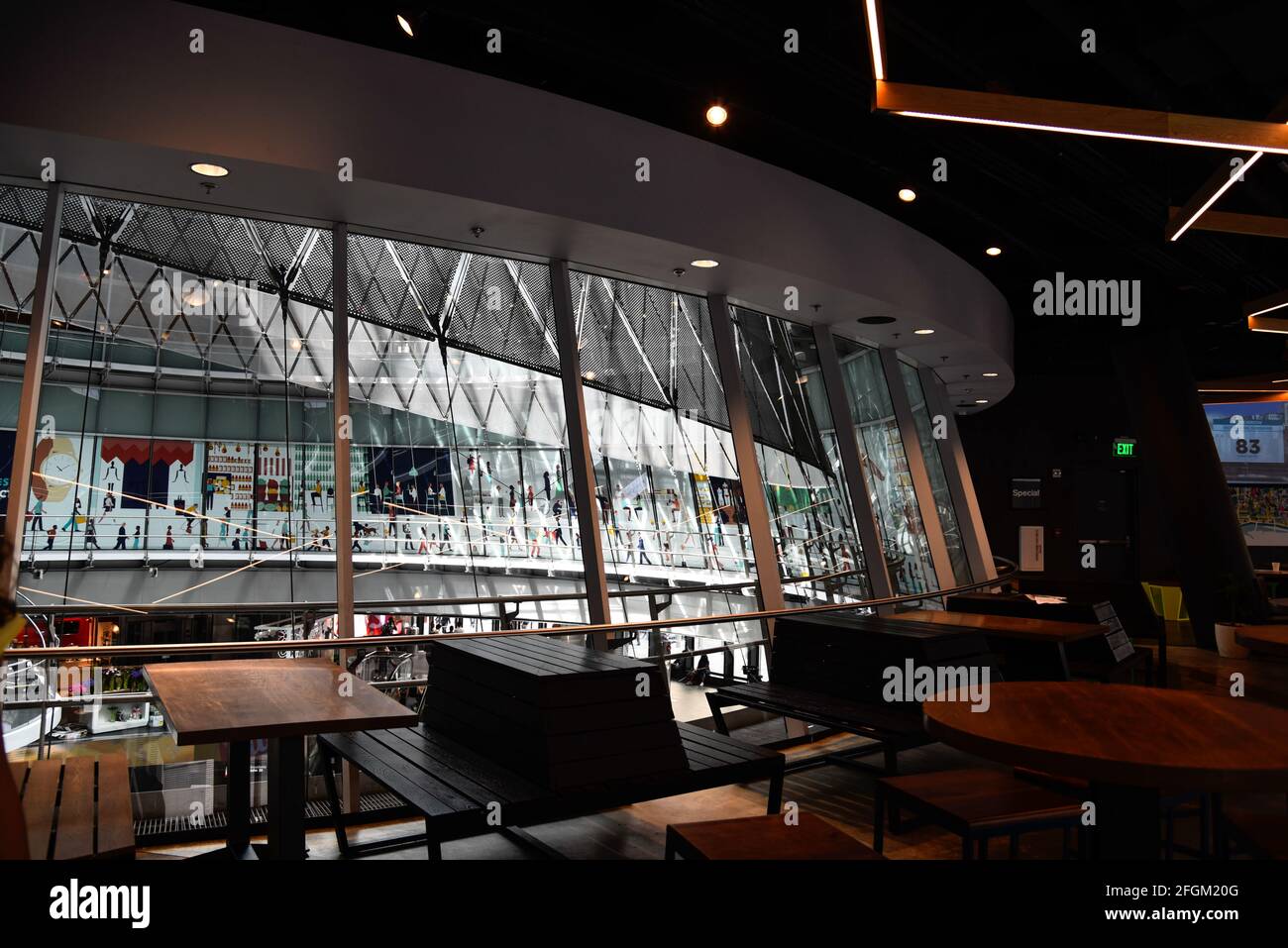 New York City, USA - June 20, 2018: Interior view of The Fulton Center ...