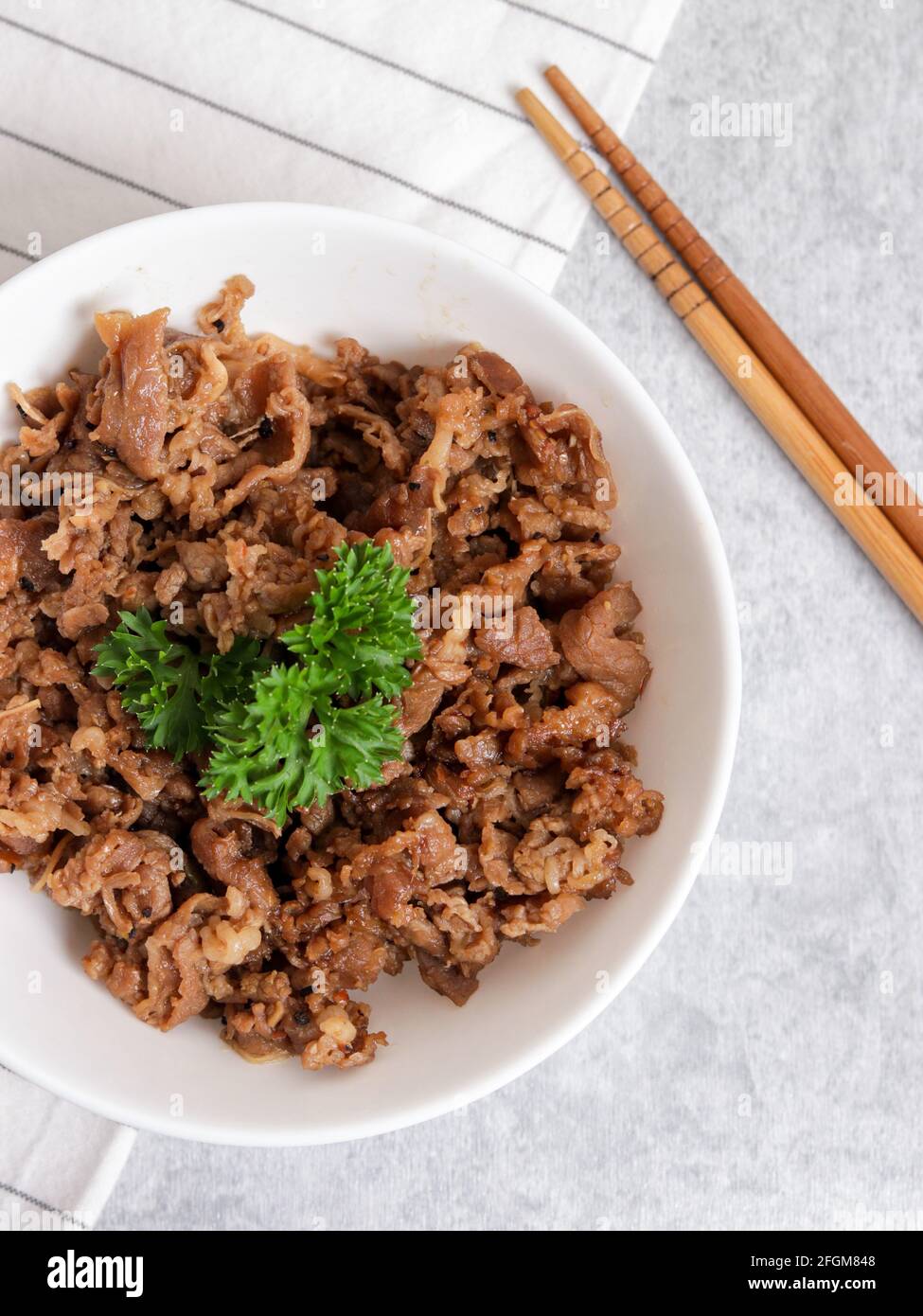 Rice bowl contain rice and meat or beef as the topping is a common ...