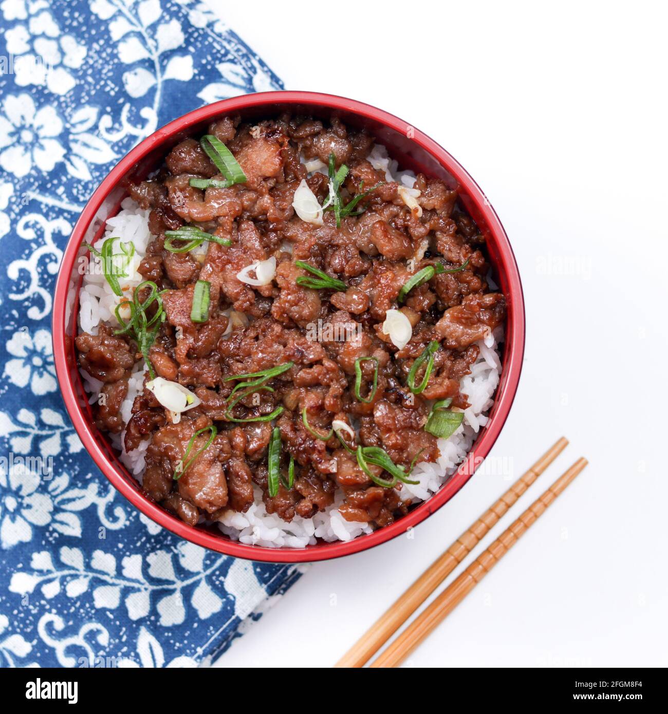 Rice bowl contain rice and meat or beef as the topping is a common ...