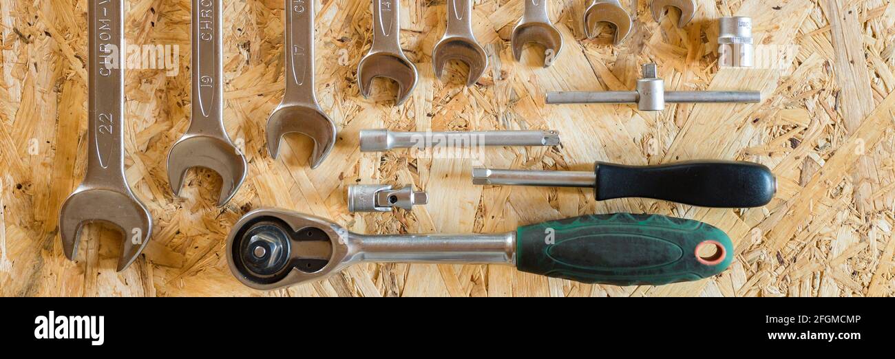 set of various repair hand tools or auto mechanic's tools. repair tool ...