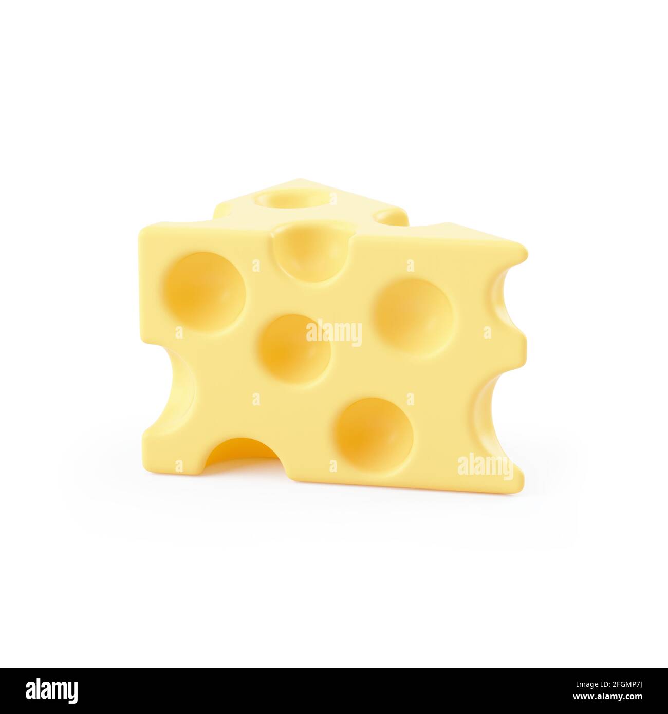 3d illustration of piece of cheese, illustration isolated on white ...