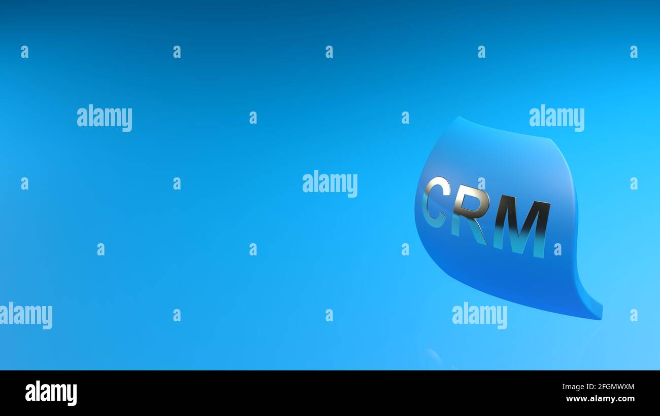 CRM blue icon on blue background - 3D rendering illustration Stock ...