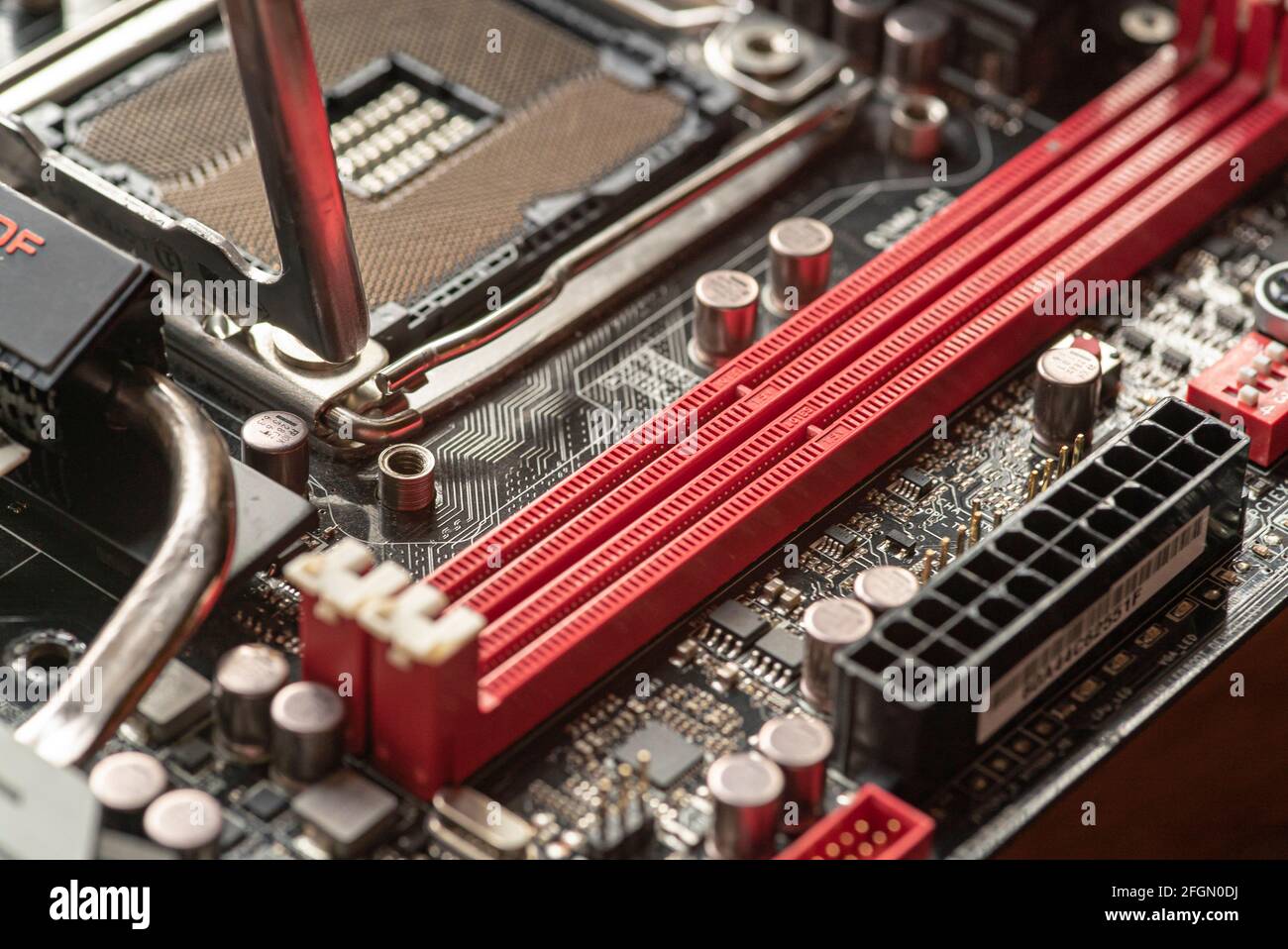 LOS ANGELES, USA 25 APRIL 2021: Detail of Ram memory dimm in a ...