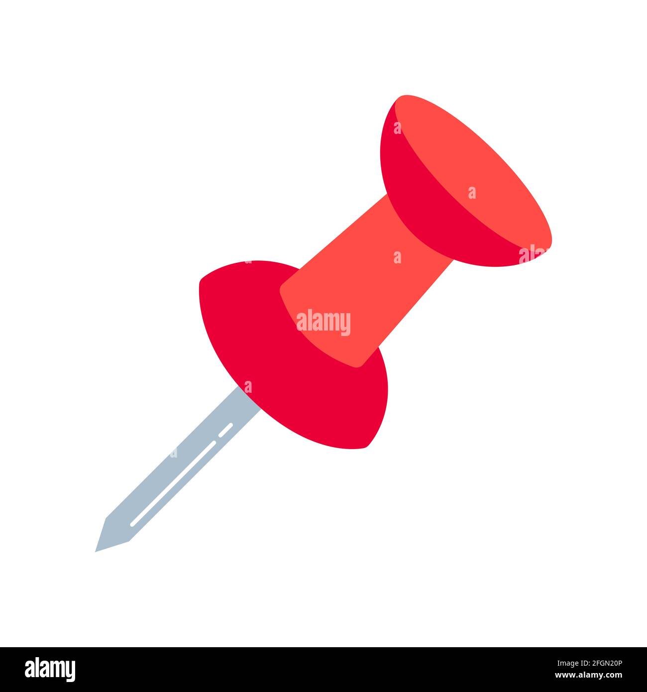 Office red color board pin icon sign flat style design paper pin vector ...