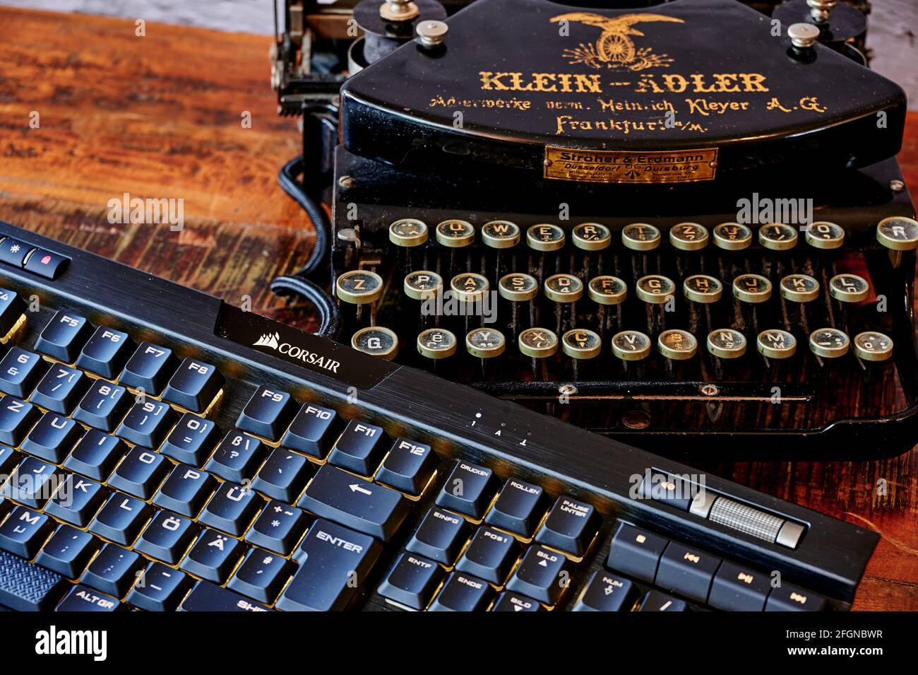 Berlin, Germany - April 24, 2021: Historic typewriter and modern ...