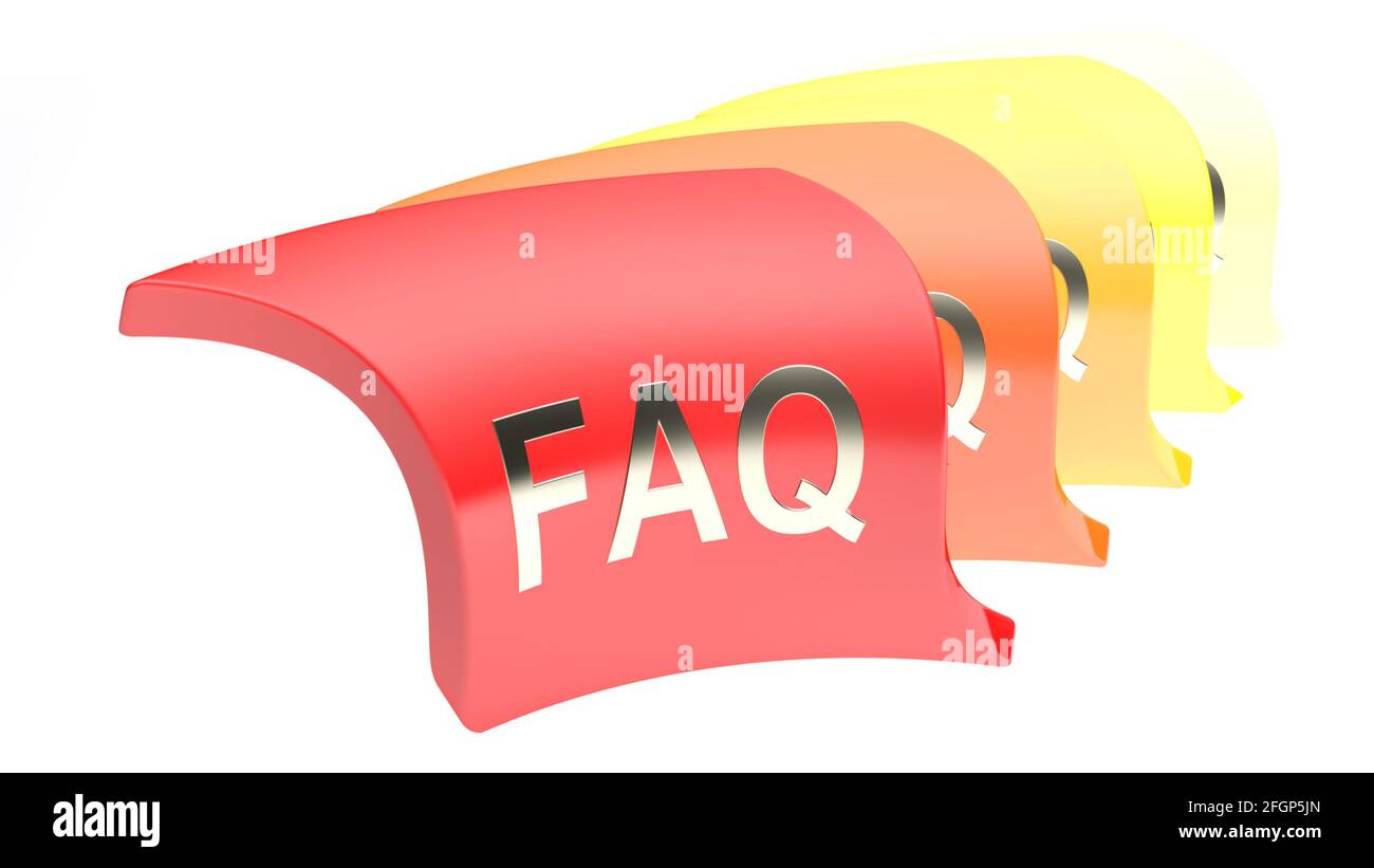 FAQ icon in a queue, in gradient colors from red to yellow - 3D ...