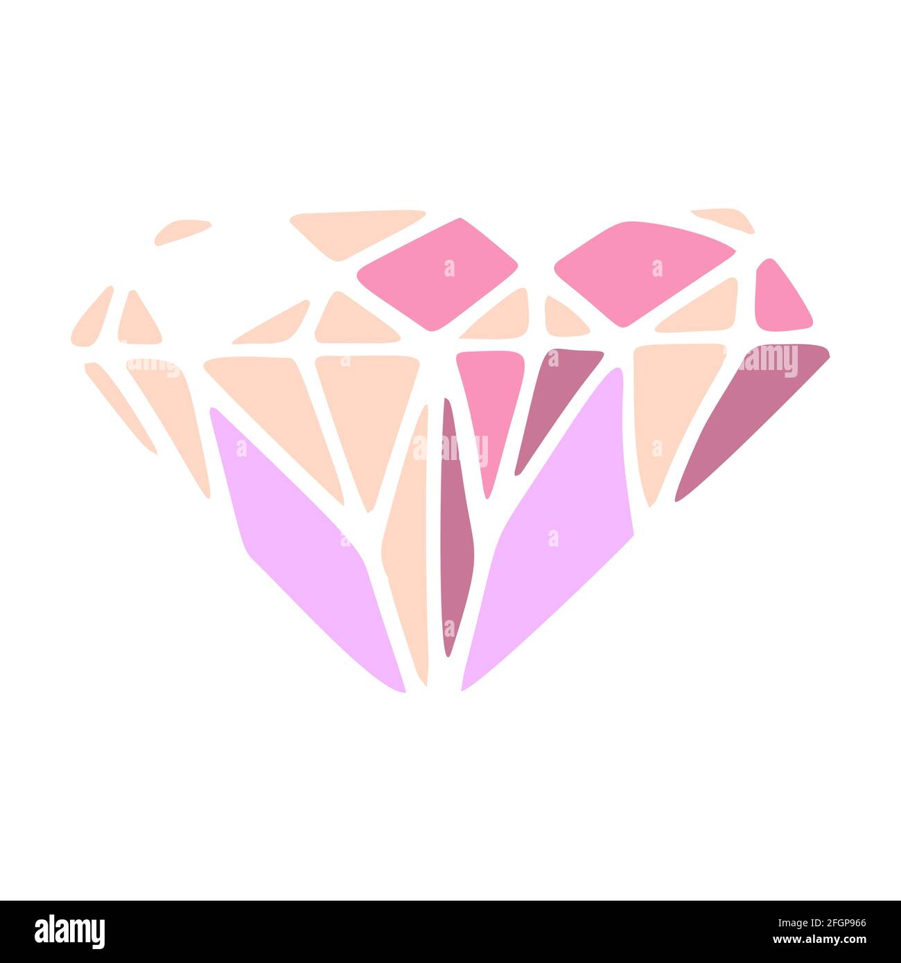 Boho pink diamond. Isolated on white background Stock Vector Image ...