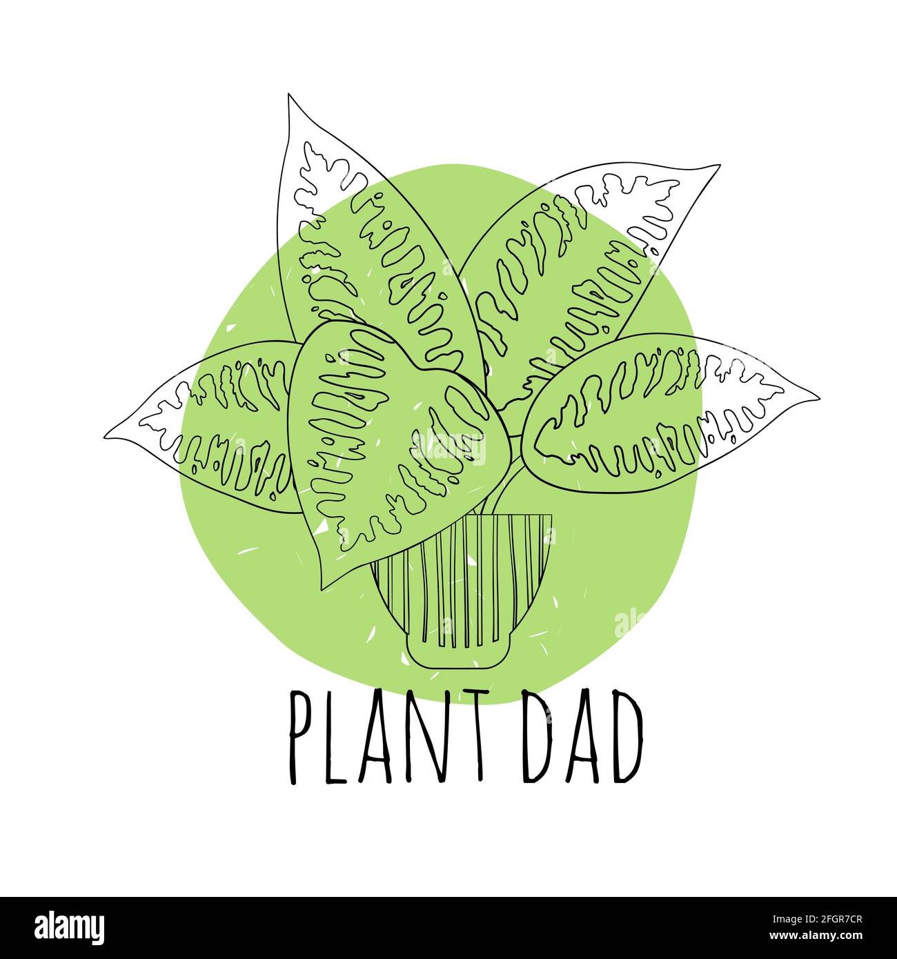 Minimalist boho illustration of quote Plant dad with black line art ...