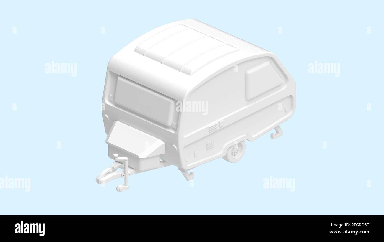 3D rendering of a caravan computer model mock up isolated on a empty ...
